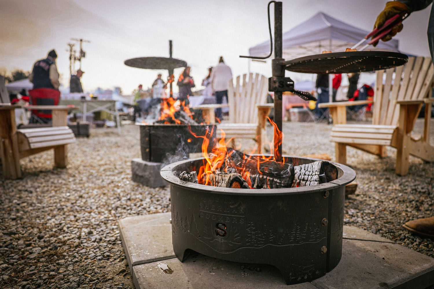 Original Sherman Cookers | Fire Pit Grill - Cast Iron - Dual Fuel