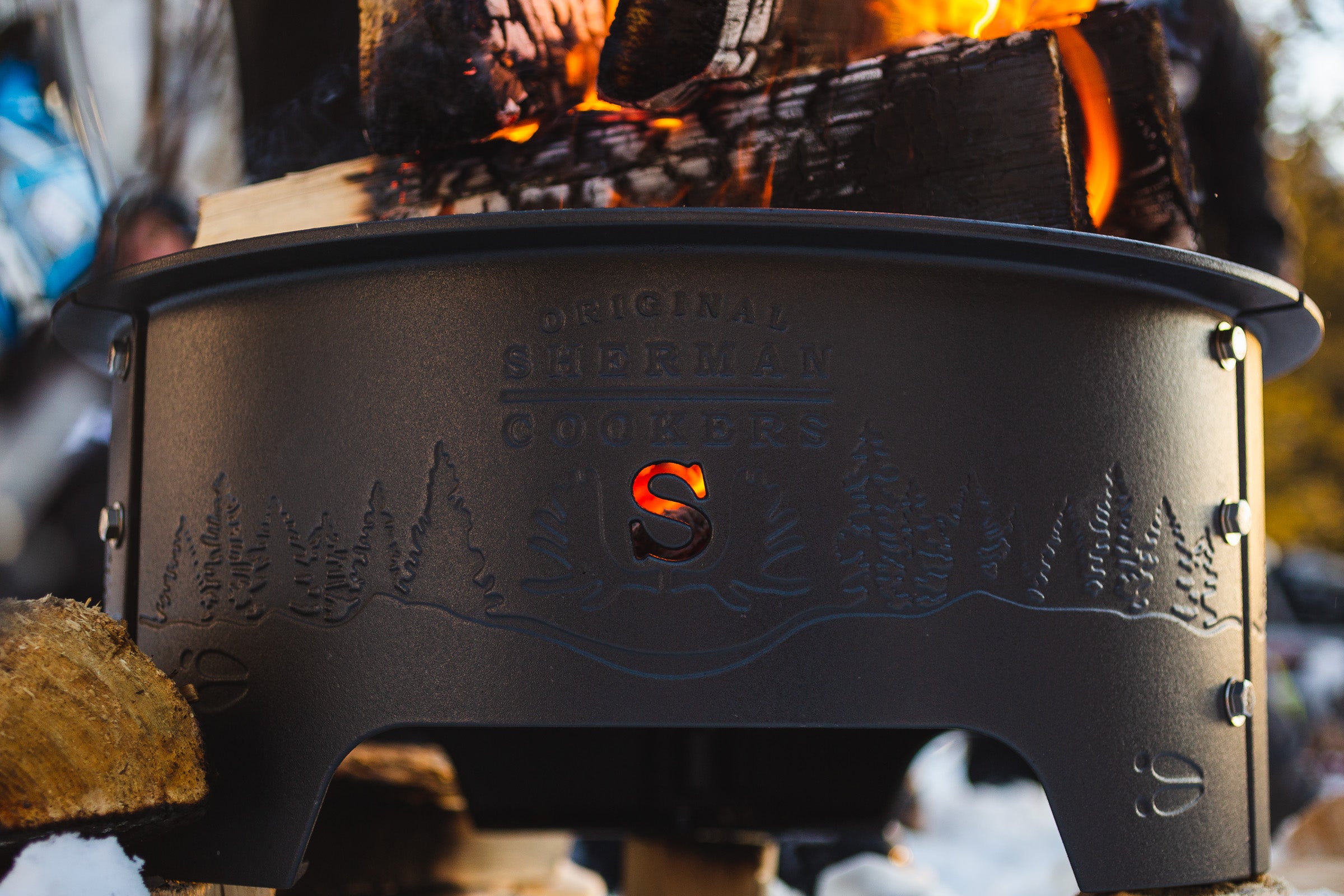 Original Sherman Cookers | Fire Pit Grill - Cast Iron - Dual Fuel