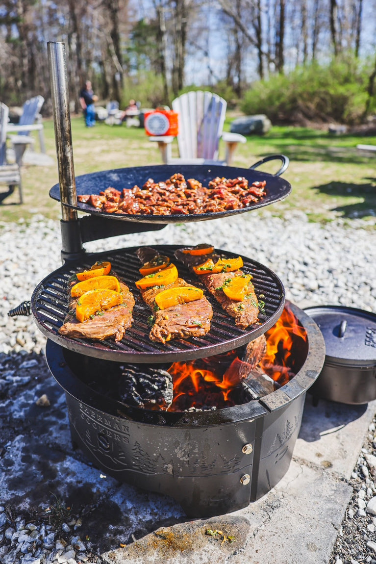 Original Sherman Cookers | Fire Pit Grill - Cast Iron - Dual Fuel